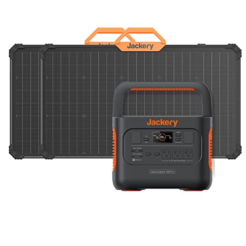 Jackery Solar Generator 1000 PRO, 1002Wh Power Station with 2* 80W Solar Panels, AC Fast Charging in 1.8 Hours, Dual PD 100W Ports, Two-Sided Sunlight Absorption, for RV Outdoor Camping & Power Outages