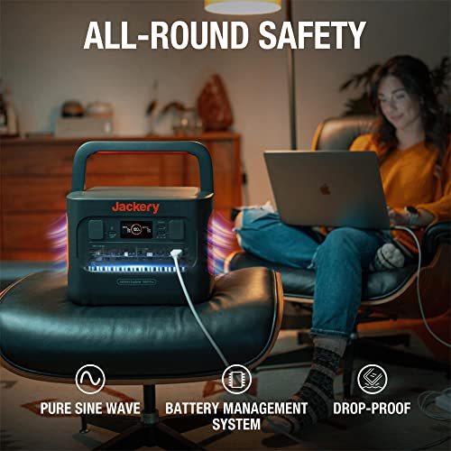 Jackery Solar Generator 1000 PRO, 1002Wh Power Station with 2* 80W Solar Panels, AC Fast Charging in 1.8 Hours, Dual PD 100W Ports, Two-Sided Sunlight Absorption, for RV Outdoor Camping & Power Outages