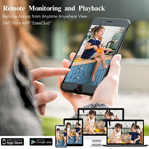 (5.5MP & PIR Detection) 2-Way Audio, Dual Antennas Security Wireless Camera System 3K 5.0MP 1944P Wireless Surveillance Monitor NVR Kits with 4TB Hard Drive, 8Pcs Outdoor WiFi Security Cameras