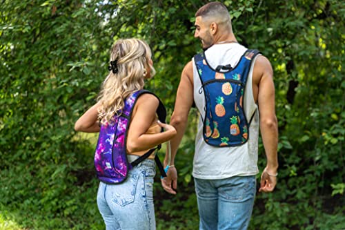 Vibe Hydration Pack Backpack with 2L Bladder for Women, Men, Teens, Kids - Sports, Outdoor, Running, Camping, Hiking, Festivals, Raves (Pineapple)