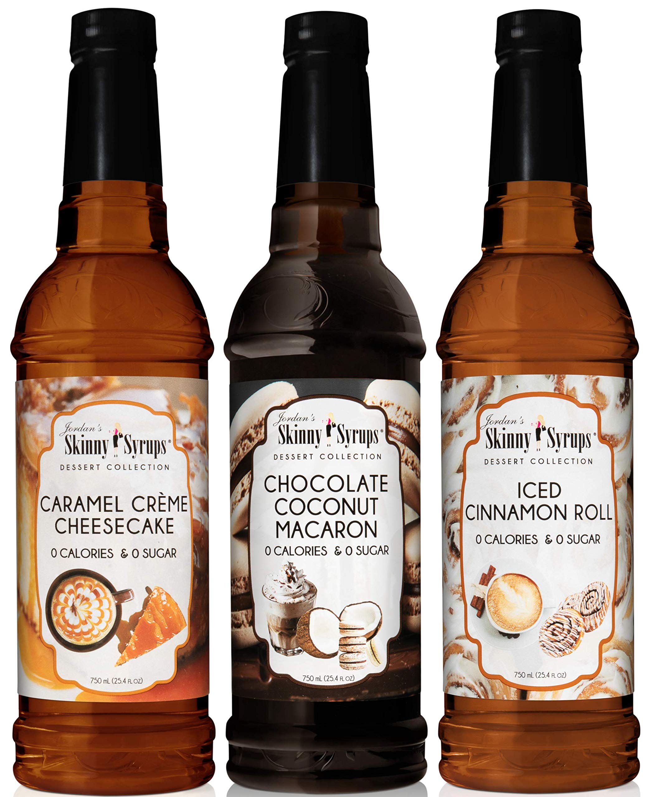 Jordan's Skinny Mixes & Jordan's Skinny Syrup Dessert Collection - Caramel Creme Cheesecake, Chocolate Coconut Macaron, Iced Cinnamon Roll (Original Version)