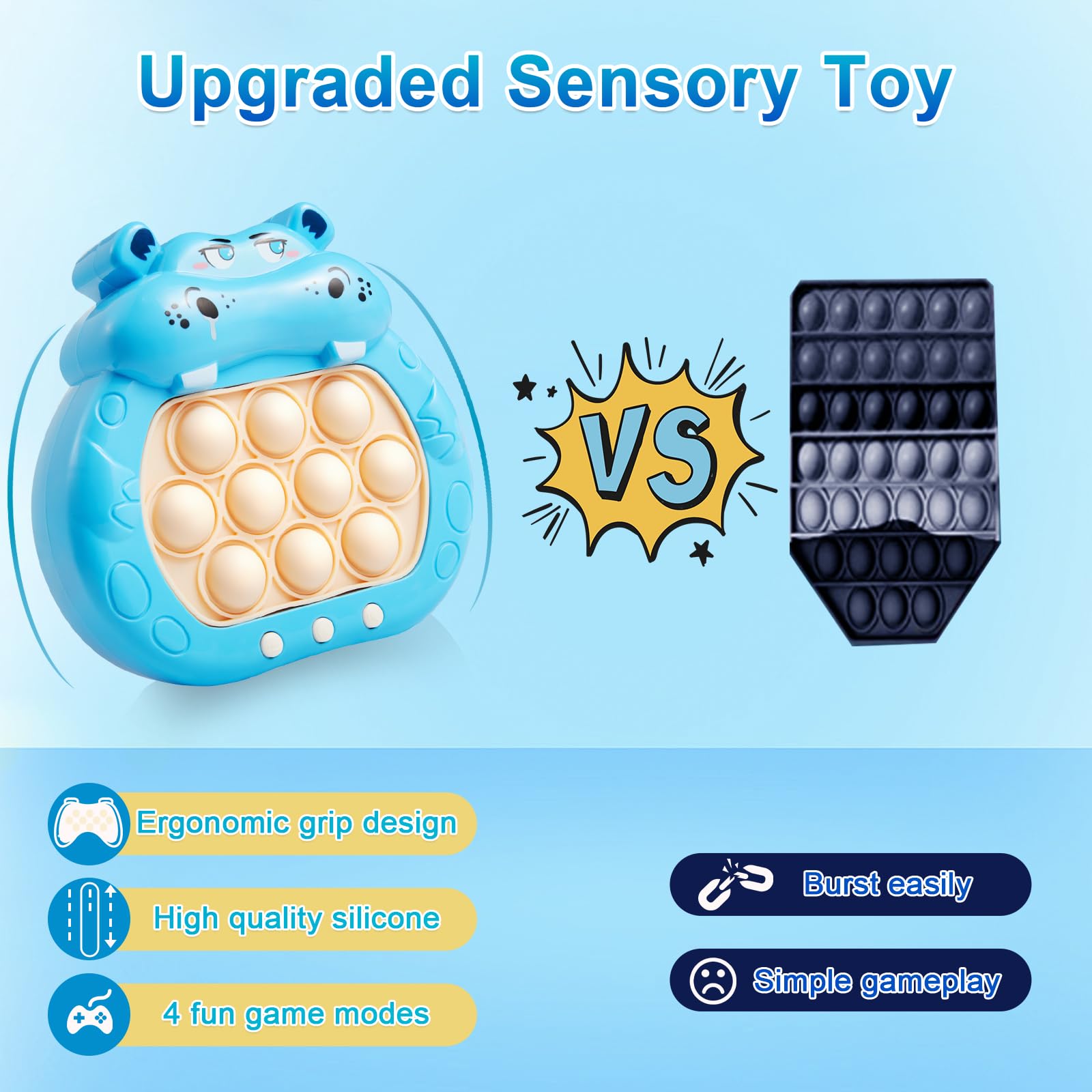 Raripida Pop Light Up Game, Handheld Fidget Light-up Pop Toys for Kids 6-12, Push Pop Sensory Toys with Memory Games, Stress Relief Pop Puzzle Game for Boy Girl Teens, Pink