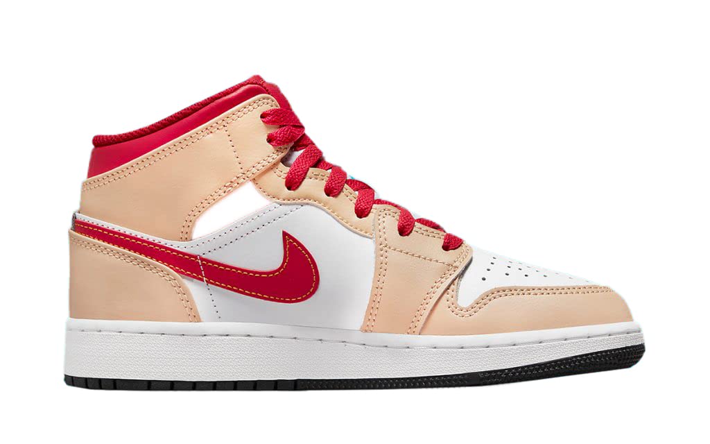 Jordan Youth Air 1 Mid GS 554725 201 Beige/Red - Size 5Y