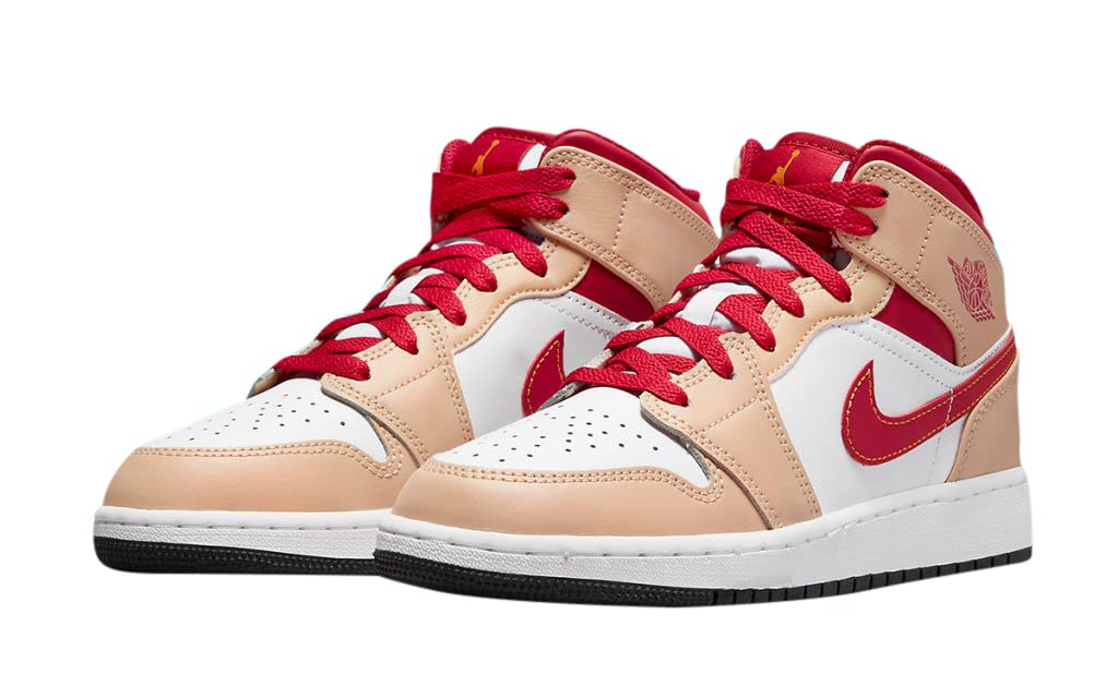 Jordan Youth Air 1 Mid GS 554725 201 Beige/Red - Size 5Y