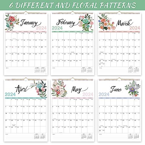 2024 Wall Calendar - Calendar 2024, Monthly Calendar from Jan. 2024 - Dec. 2024, 12'' × 17'', Vertical Calendar 2024 Monthly with Twin-Wire Binding, Large Writing Block, Perfect for Planning and
