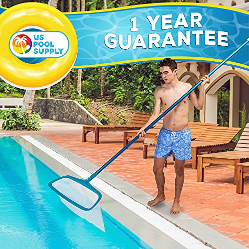 U.S. Pool Supply Professional 17" Swimming Pool Leaf Rake with Deep 13" Net Bag - Durable Fine Mesh Netting, EZ Clip Handle - Fast Cleaning, Debris Pickup Removal, Fits Standard Swimming Pool Pole