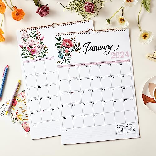 2024 Wall Calendar - Calendar 2024, Monthly Calendar from Jan. 2024 - Dec. 2024, 12'' × 17'', Vertical Calendar 2024 Monthly with Twin-Wire Binding, Large Writing Block, Perfect for Planning and