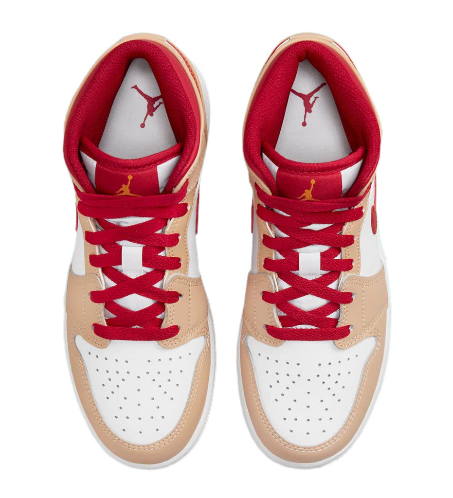 Jordan Youth Air 1 Mid GS 554725 201 Beige/Red - Size 5Y