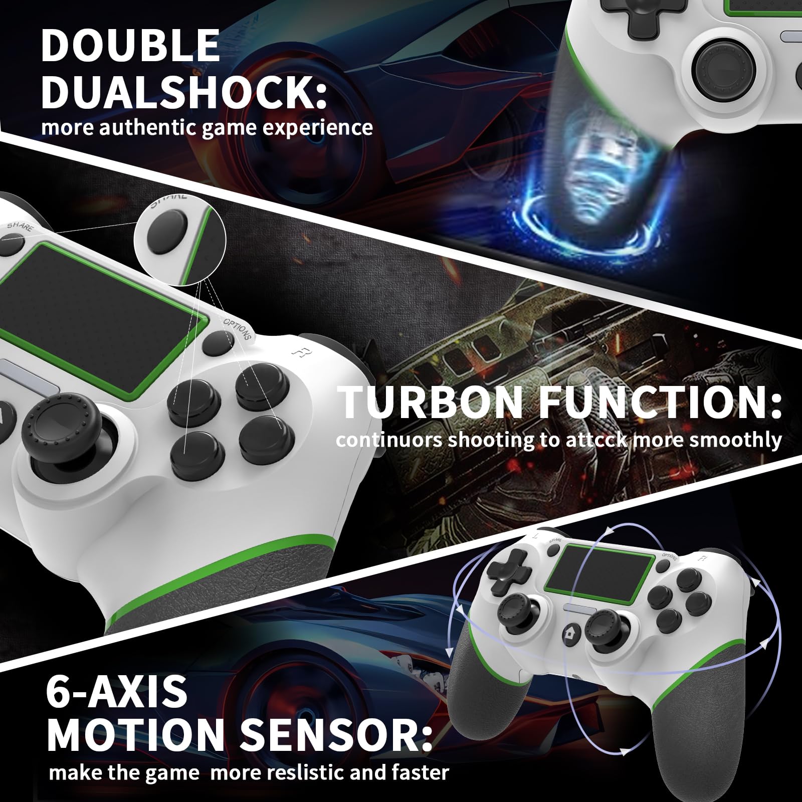 MSXGSYYDS Wireless Controller for PS4, Remote Controllers Compatible with Playstation 4/Slim/Pro,Wireless Gaming Pro Controller with Dual Vibration/6-Axis Motion/3.5mm Audio Jack【Upgraded】