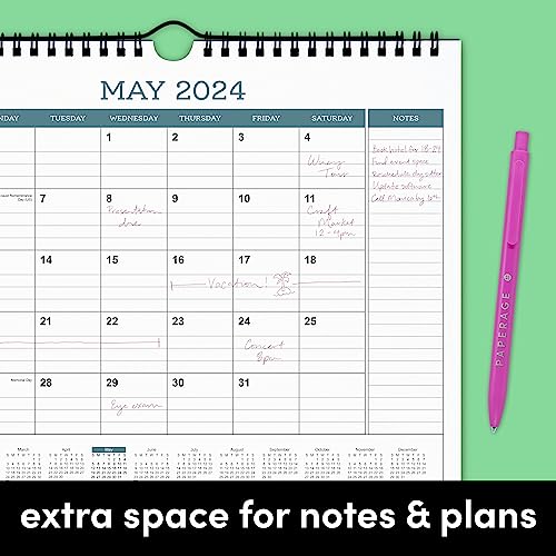 PAPERAGE Calendar 2024-12 Month (Black & White), Minimalist Wall and Desk Calendar with Monthly Views and Yearly Plans – Small (9 in x 11 in)