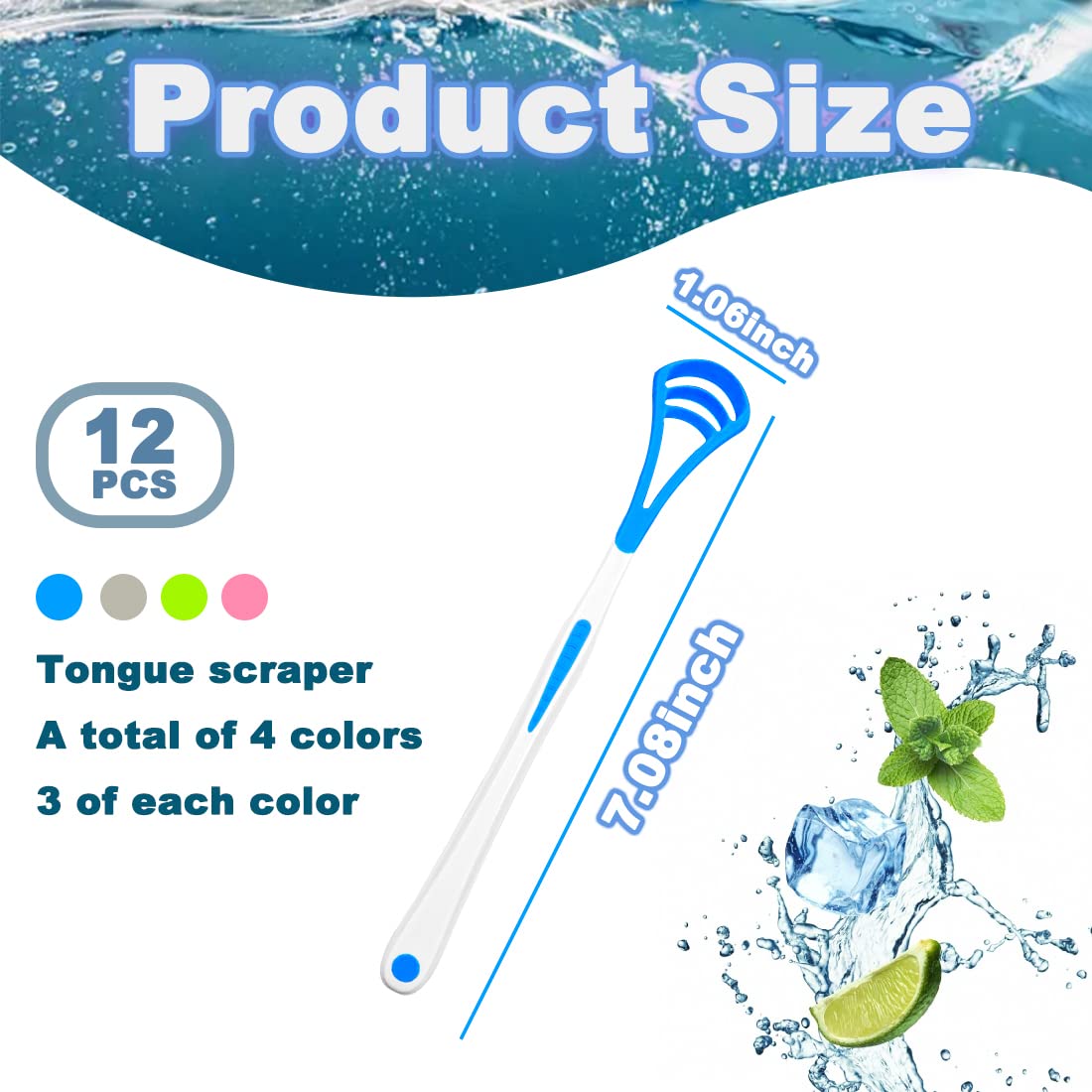 ELANE 12 Pcs Plastic Tongue Scraper for Adults,Tongue Scraper for Kids Tongue Brush for Healthy Oral Care