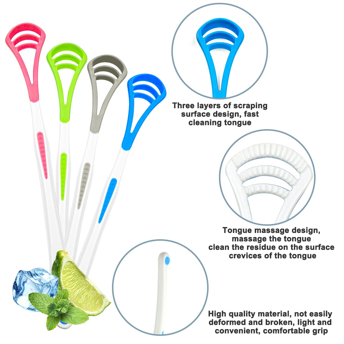ELANE 12 Pcs Plastic Tongue Scraper for Adults,Tongue Scraper for Kids Tongue Brush for Healthy Oral Care