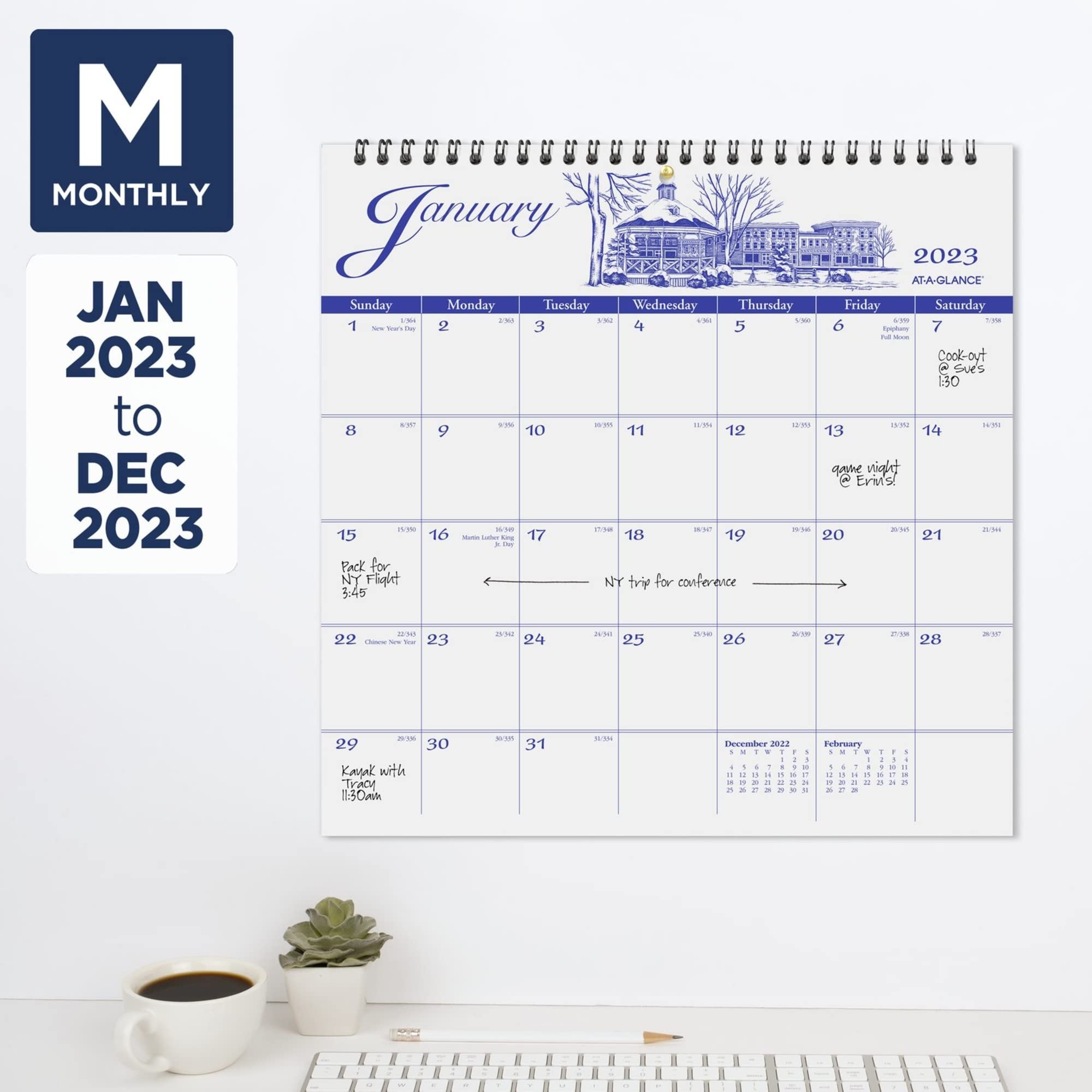 AT-A-GLANCE 2023 Wall Calendar, 12" x 12", Medium, Spiral Bound, Monthly, Illustrator’s Edition (G100017)
