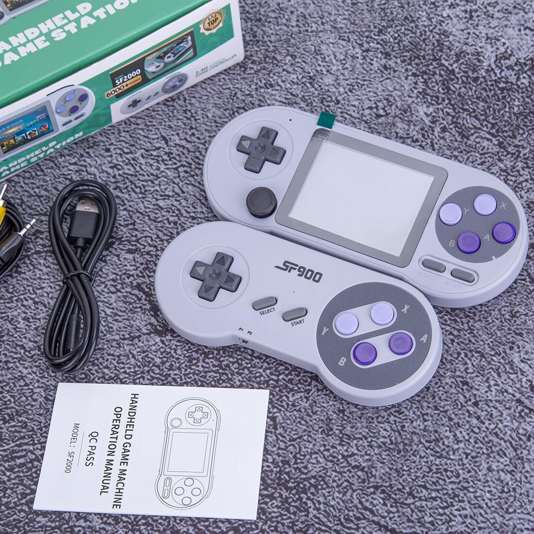 3-inch Data Frog SF2000 HD Arcade Game Console, Handheld Game Console for Kids Adults, with 1500mAh Battery 6000 Classic Games Supports Multiple emulators (Dual-Player Mode)