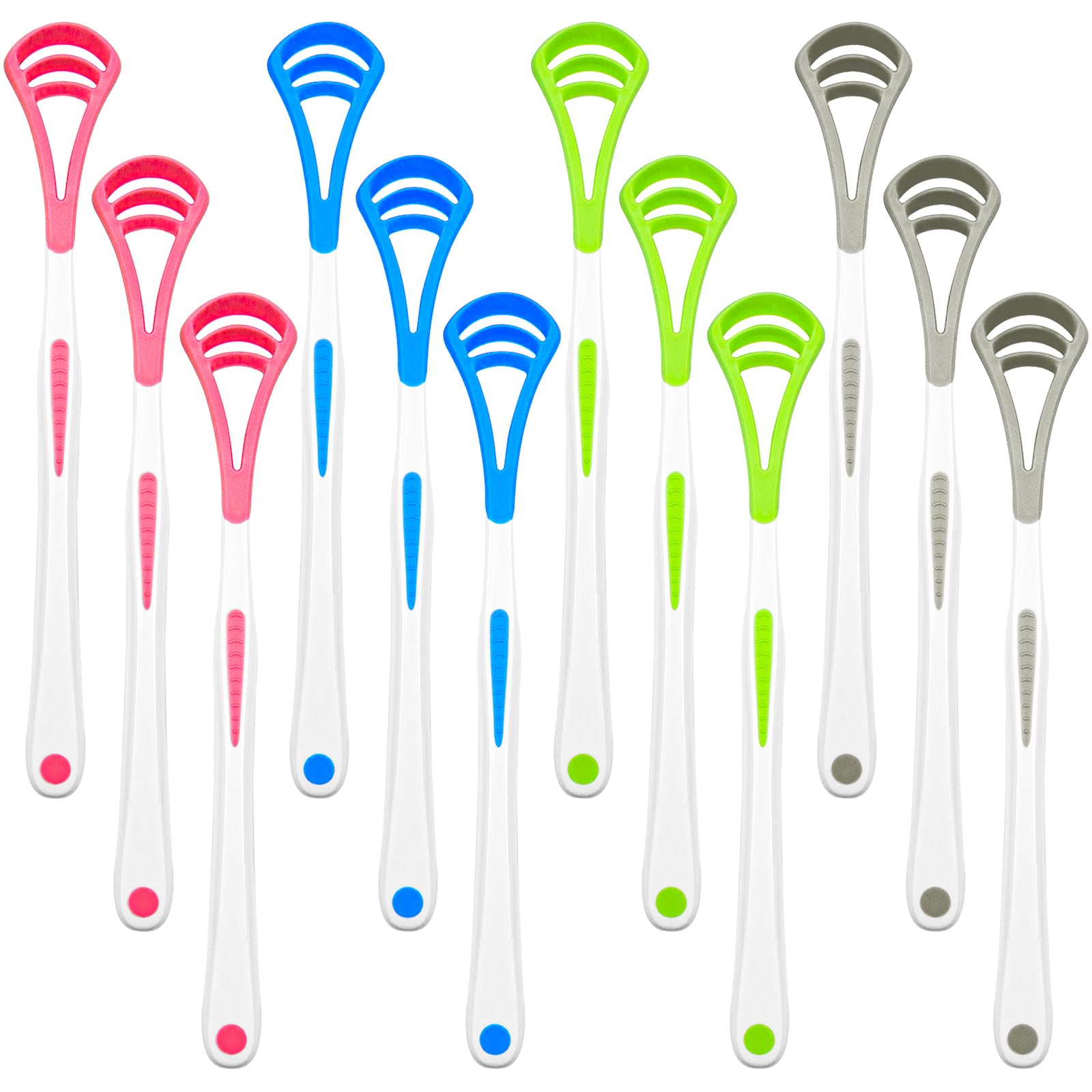 ELANE 12 Pcs Plastic Tongue Scraper for Adults,Tongue Scraper for Kids Tongue Brush for Healthy Oral Care