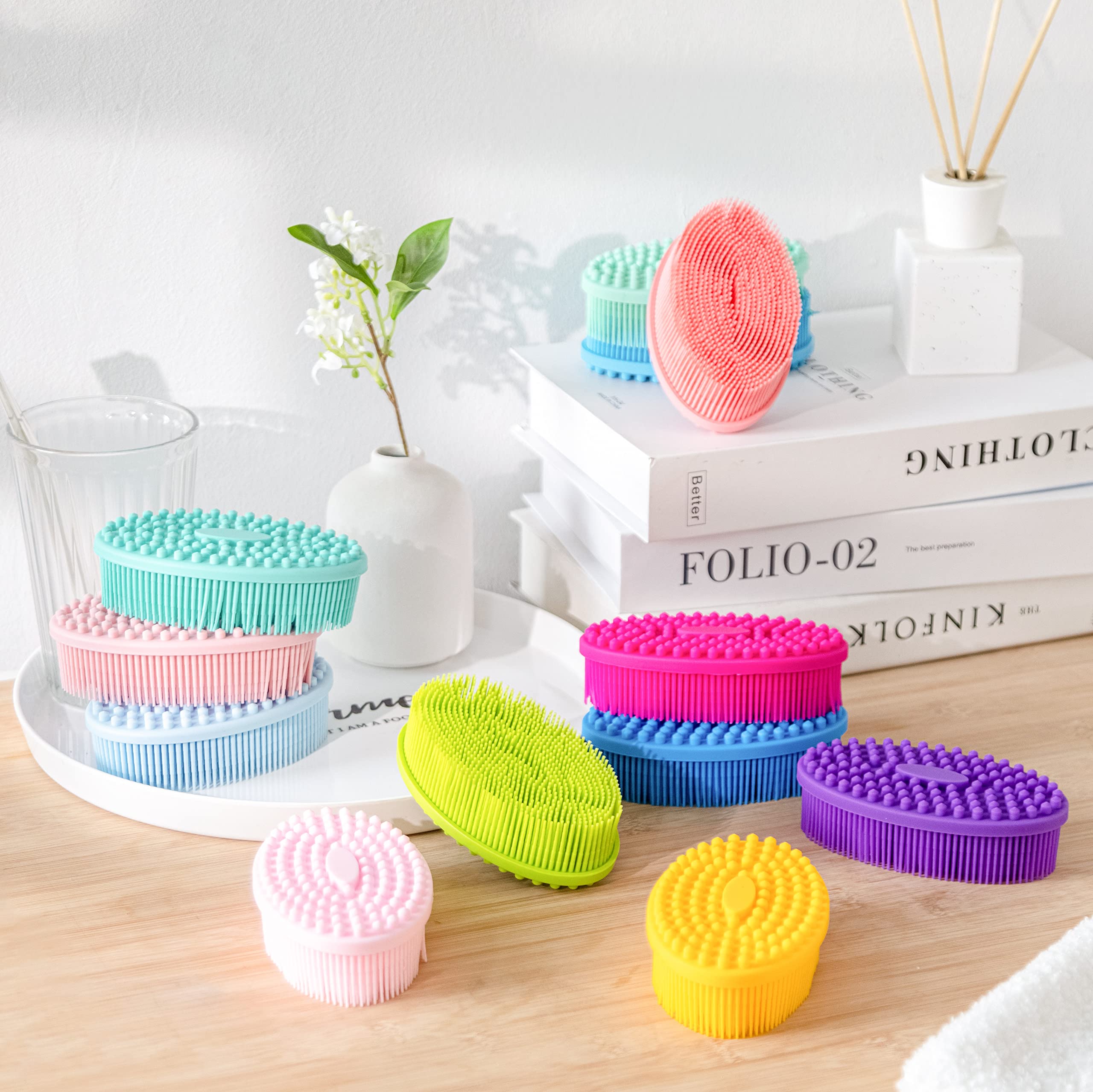 Premium Sensory Brush for Kids or Autism,Soft Silicone Body Scrubber,2 in 1 Sensory Room Occupational Therapy Sensory Brushes,Silicone Loofah,Pets Shower Brush Bath Brush Shampoo Brush