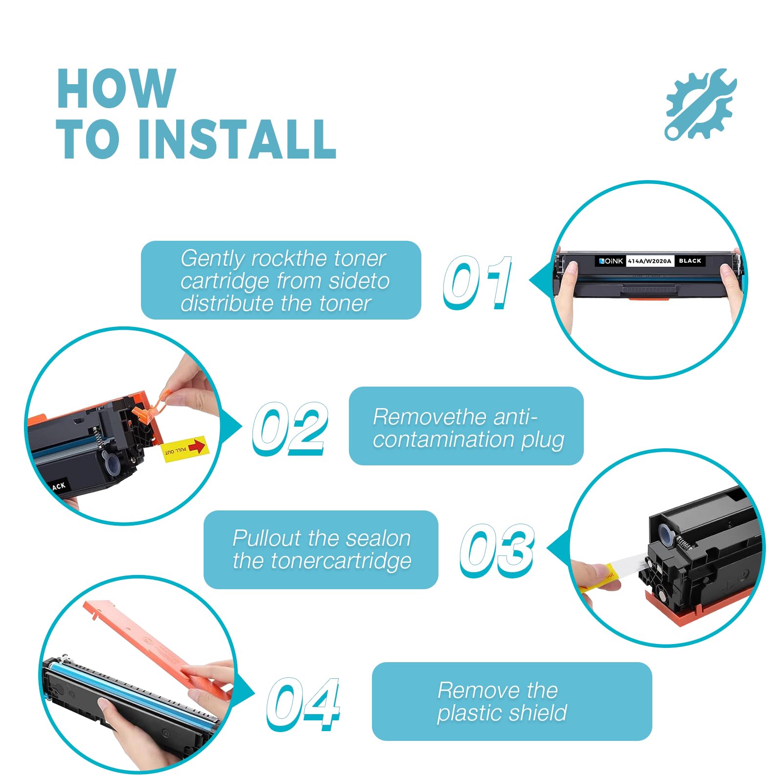 (with Chip) 414a Toner Cartridges 4 Pack Replacement for HP 414A 414 A 414X 414 X Toner Cartridges Works with HP Color Laserj Pro MFP M479fdw MFP M479fdn Enterprise MFP M454dw M454dn M480f W2020A