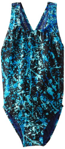 Speedo Big Girls' Youth Splatter Splash Superpro Swimsuit, Blue, 22/6
