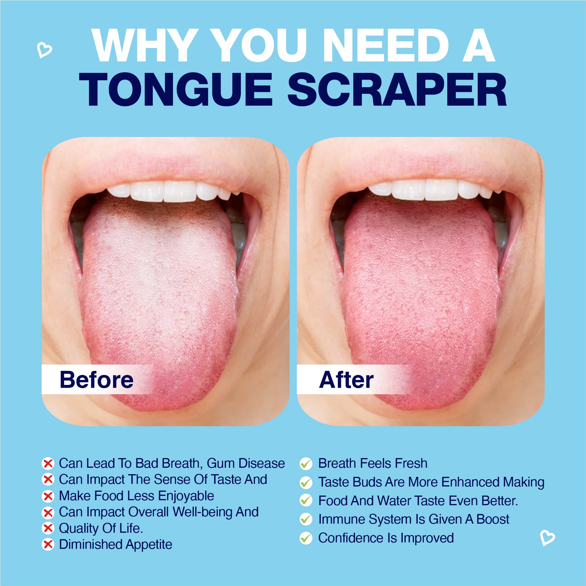 Tongue Scraper & Cleaner for Adults (2 Pack) Healthy Oral Care, Easy to Use, Help Fight Bad Breath (Pink & Blue)