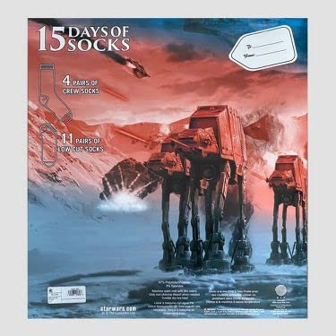 Mens Star Wars 15 Days of Socks Advent Calendar 15pk, Blue, One Size