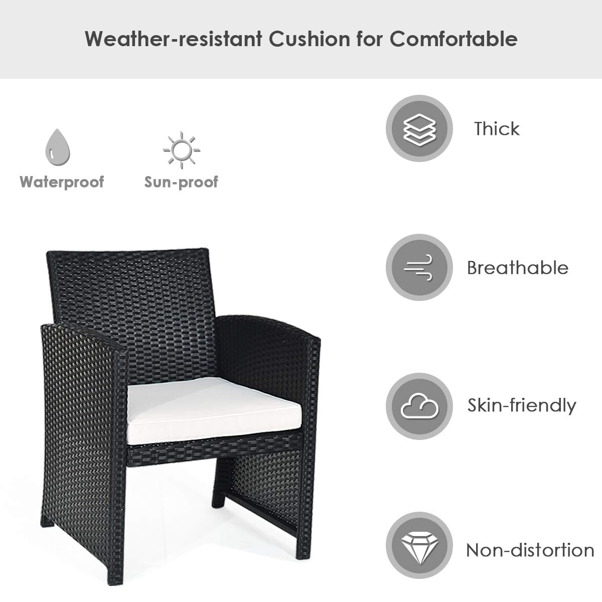 Tangkula Patio Wicker Conversation Furniture Set, Patiojoy Sofa & Table Set w/4 Seats, Outdoor Rattan Sofa Set for Balcony Backyard, Wicker Chair Set with Tempered Glass Coffee Table (1, White)