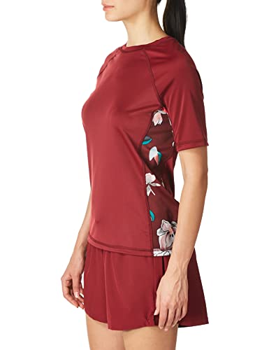 Kanu Surf Women's Breeze UPF 50+ Short Sleeved Active Rashguard & Workout Top, Darren Maroon, X-Large