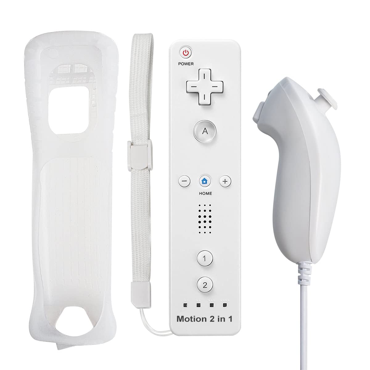 MOLICUI Wii Controller Motion Plus with Nunchuck,Wii Remote Controller Compatible with Nintendo Wii/Wii U with Wrist Strap and Case,White
