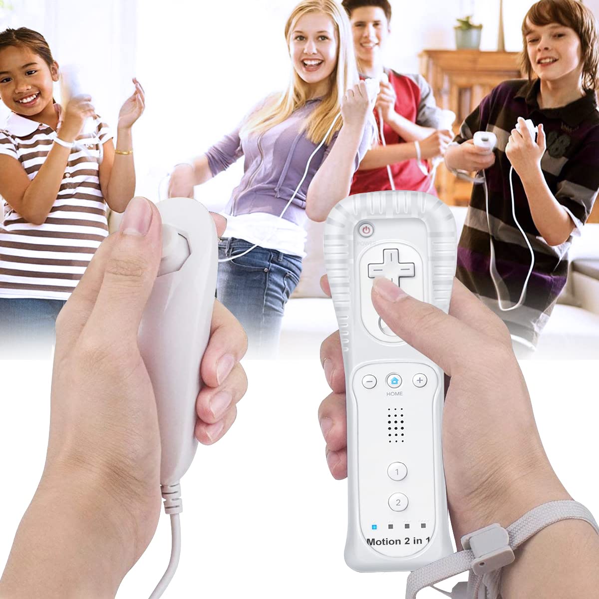 MOLICUI Wii Controller Motion Plus with Nunchuck,Wii Remote Controller Compatible with Nintendo Wii/Wii U with Wrist Strap and Case,White