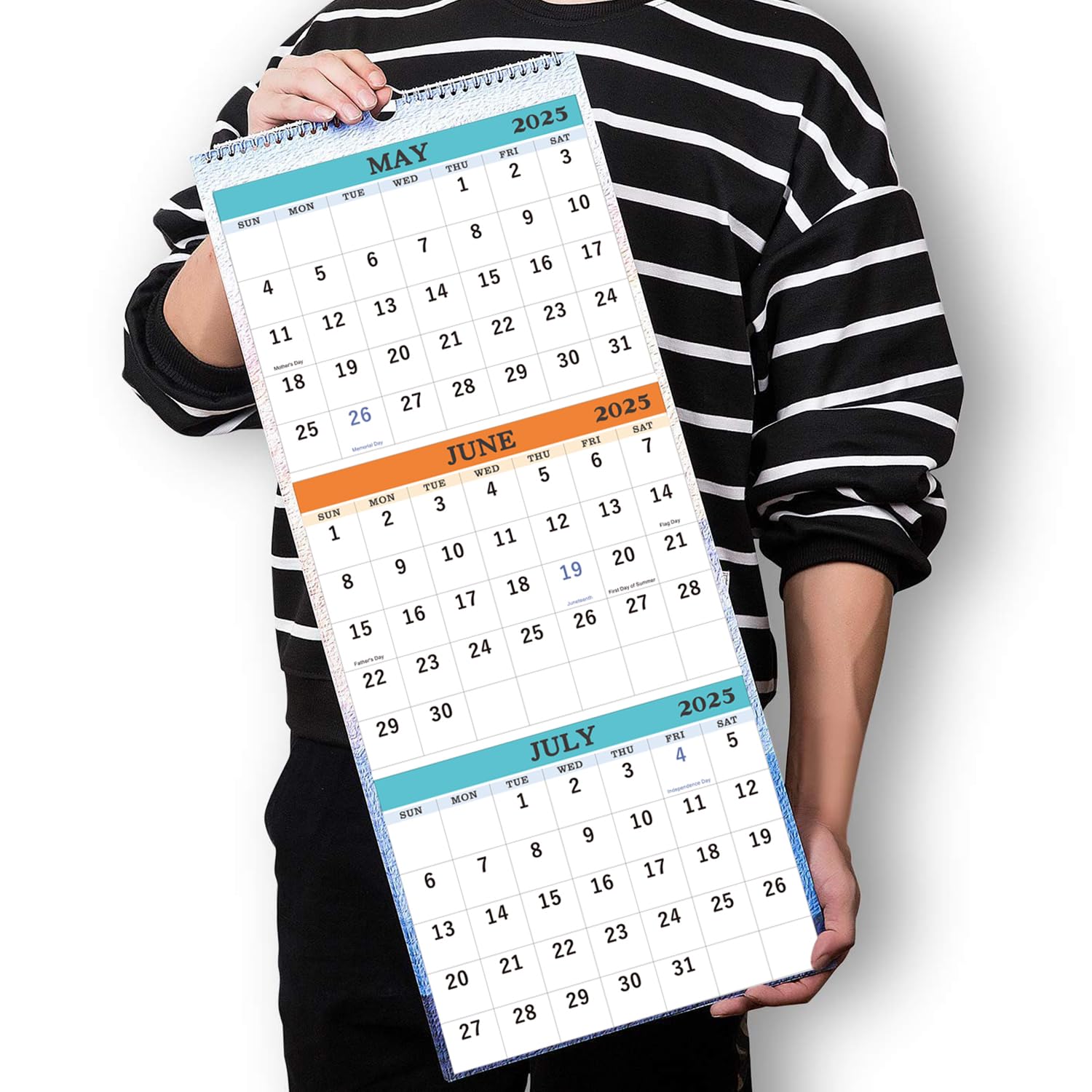 2025-2026 Wall Calendar - April 2025 - July 2026, 3-Month Display Vertical Calendar 2025-2026, Calendar Planner, 11" x 26", Large, Lay- Flat, Perfect for Your Busy Schedule