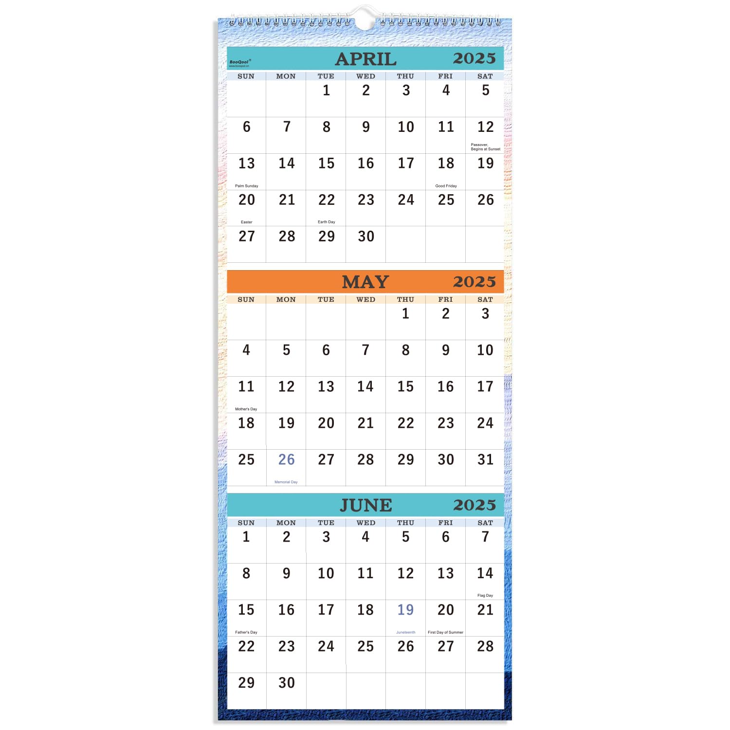2025-2026 Wall Calendar - April 2025 - July 2026, 3-Month Display Vertical Calendar 2025-2026, Calendar Planner, 11" x 26", Large, Lay- Flat, Perfect for Your Busy Schedule