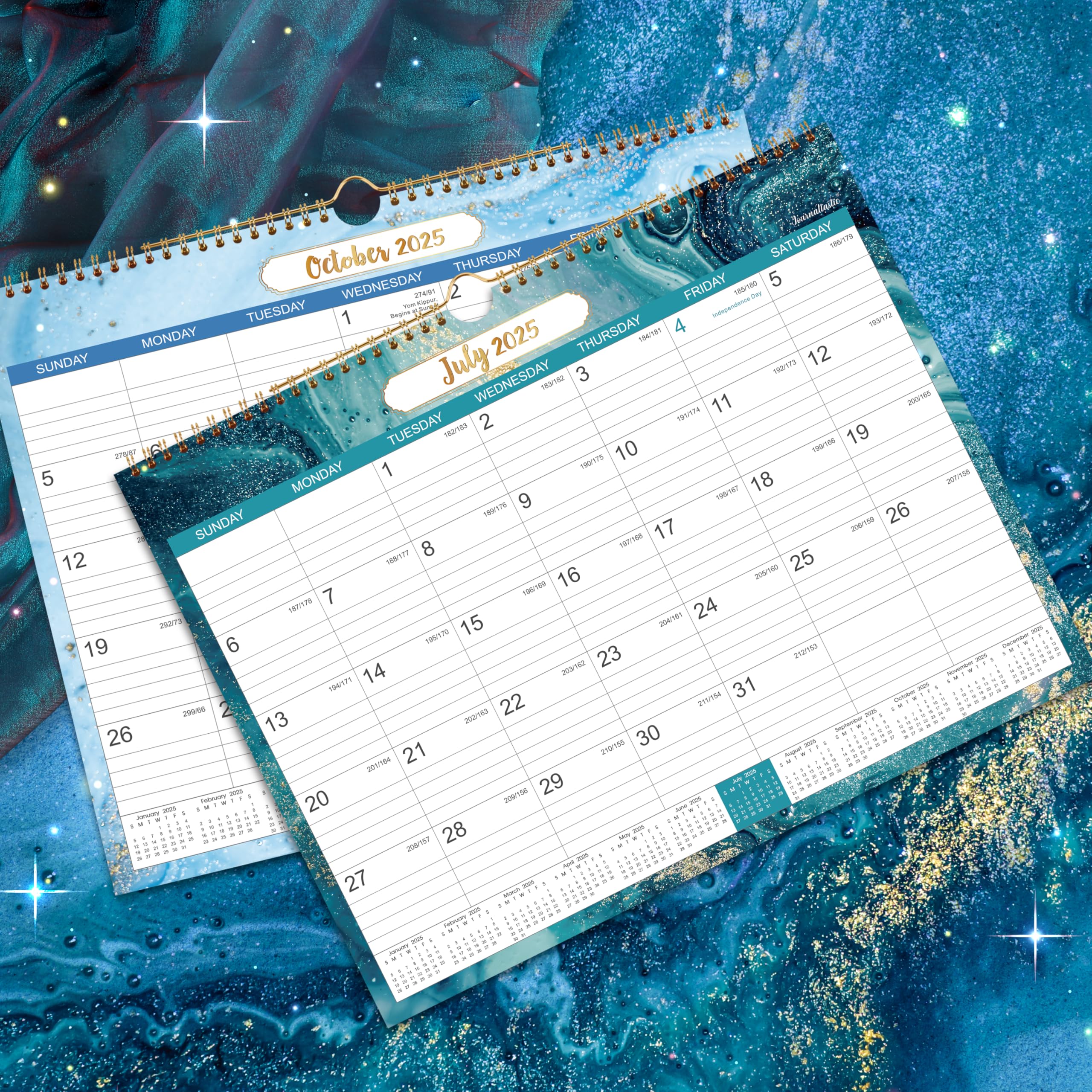 2025-2026 Calendar - 2025-2026 Wall Calendar with Julian Date, Jul 2025 - Dec 2026, Twin-Wire-Bound, 14.76”x 11.6”, Thick Paper Perfect for Organizing & Planning, 6 Different Background Patterns