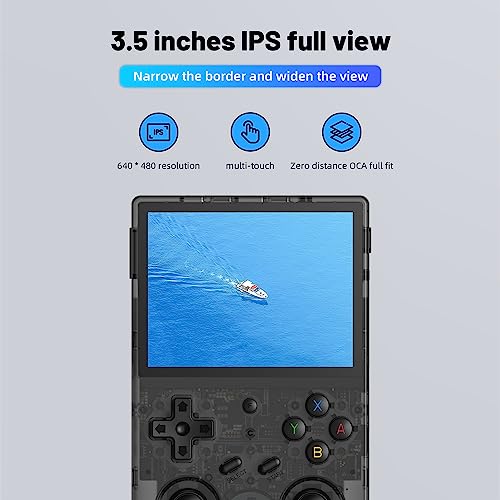 Daxceirry RG353VS Retro Handheld Games Console 3.5" IPS Screen Linux System RK3566 64 bit WIFI Bluetooth Video Player Pre-Installed 4452 Games Supports Wired Handle (DXR-RG353VS-Black T)