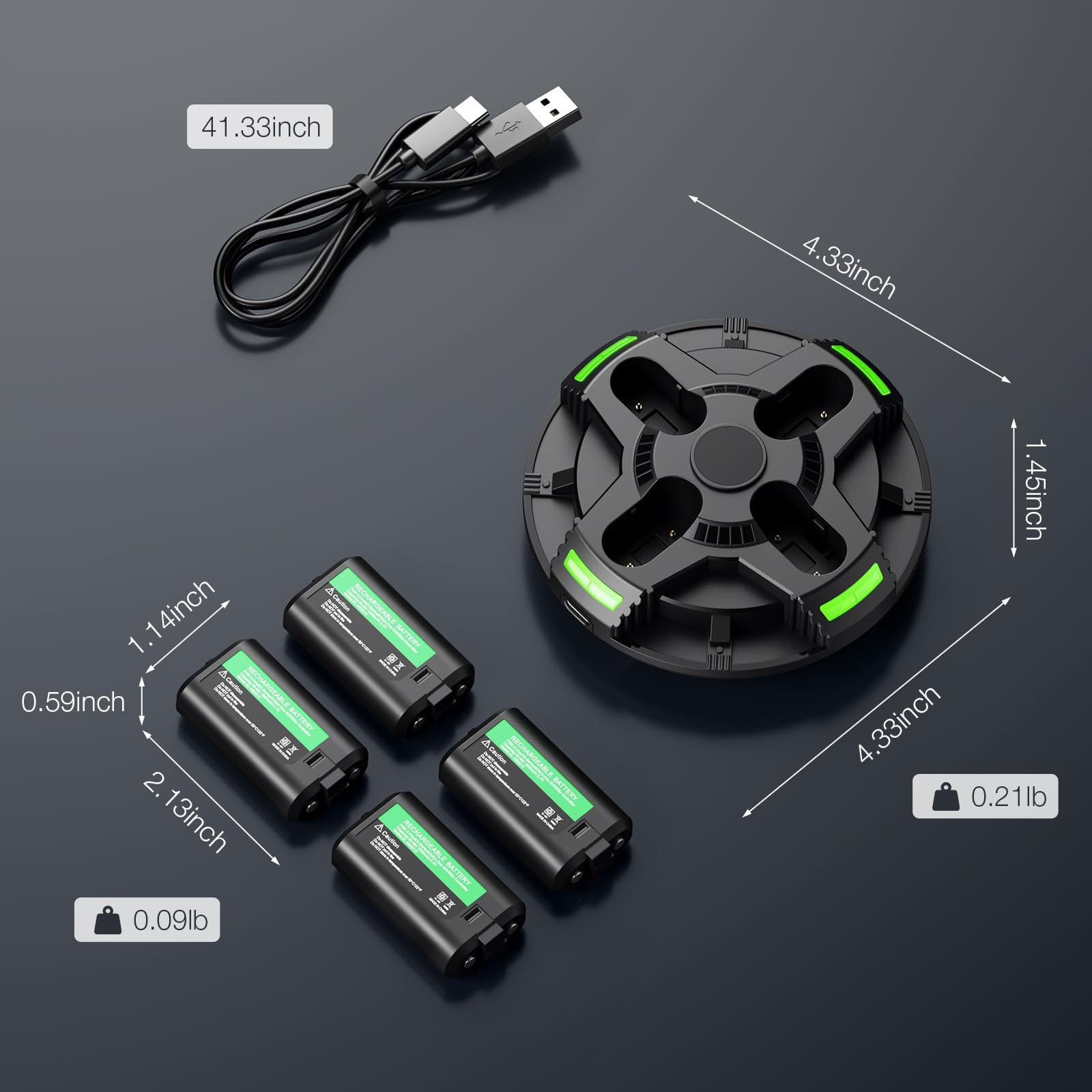 MAMPO 4x1800mAh Rechargeable Battery Pack for Xbox Controller, Xbox Battery Pack Charger Station, Compatible with Xbox Series X/S, Xbox One Elite, Xbox One X/S, Xbox One