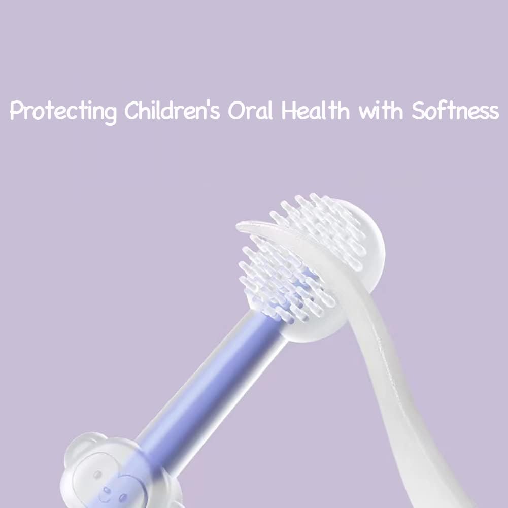 PandaEar 3 Pack Silicone Toddler Toothbrushes 0 to 18 Months, Baby Tongue Cleaner + U-Shaped ToothScrubber + First Toothbrush Teething, Gum Oral Cleaner