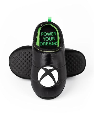 Xbox Slippers Boys Kids Teens Game Console Logo Green Black Shoes 2.5 US