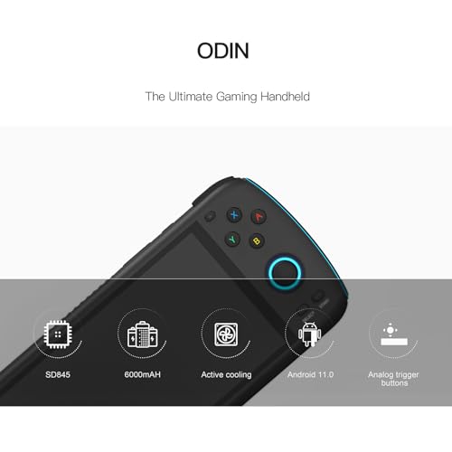 AYN Odin Pro Retro Game Handheld - SD845 Android Console With Multiple Emulators - FHD 1080P LCD, Fast Charging - 6600mAh Battery - 128GB, Black