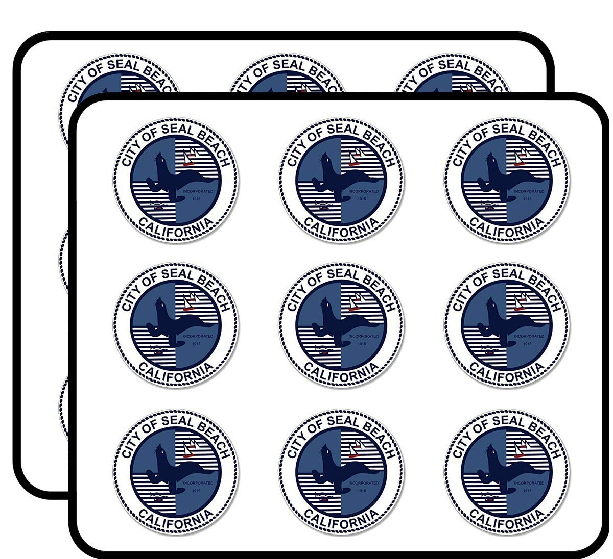 Seal Beach City Logo -ca California oc Insignia Emblem surf rv Sticker for Scrapbooking, Calendars, Arts, Album, Bullet Journals 2" 18 Pack