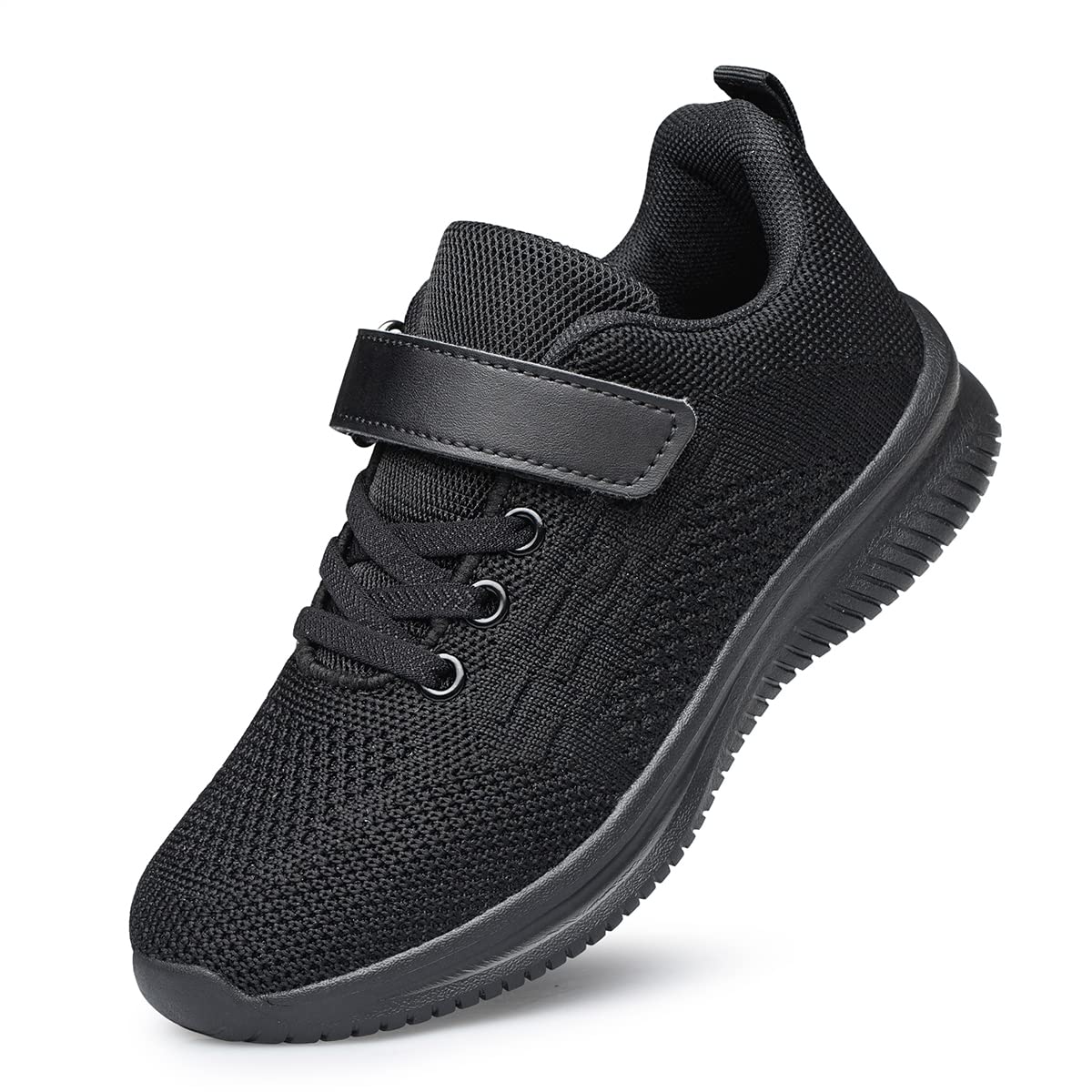 BNV Boys Girls Sneakers Kids Shoes Unisex Lightweight Breathable Athletic Running Tennis Fitness Shoes Black Big Kid Size 2