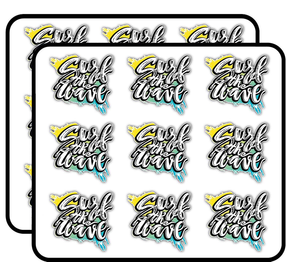 Surf The Wave Slogan Art Decor 2" Each Sticker for Scrapbooking, Calendars, Arts, Kids DIY Crafts, Album, Bullet Journals 18 Pack