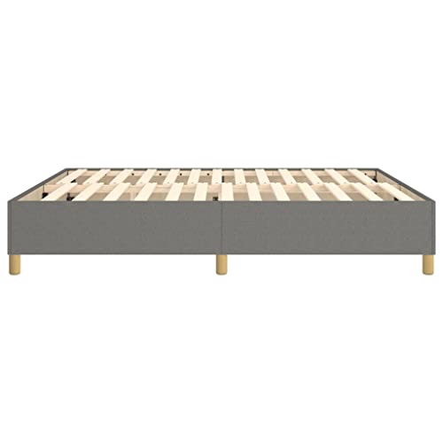 vidaXL Box Spring Bed Frame Home Indoor Bed Accessory Bedroom Upholstered Double Bed Base Furniture Dark Gray 76"x79.9" King Fabric