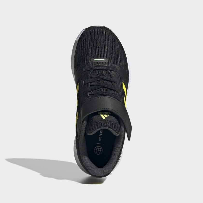 adidas Runfalcon 2.0 Unisex-Child Running Shoe, Black/Beam Yellow/Beam Green (Cross Strap), 2 US Little Kid