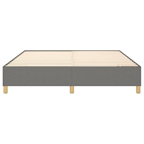 vidaXL Box Spring Bed Frame Home Indoor Bed Accessory Bedroom Upholstered Double Bed Base Furniture Dark Gray 76"x79.9" King Fabric