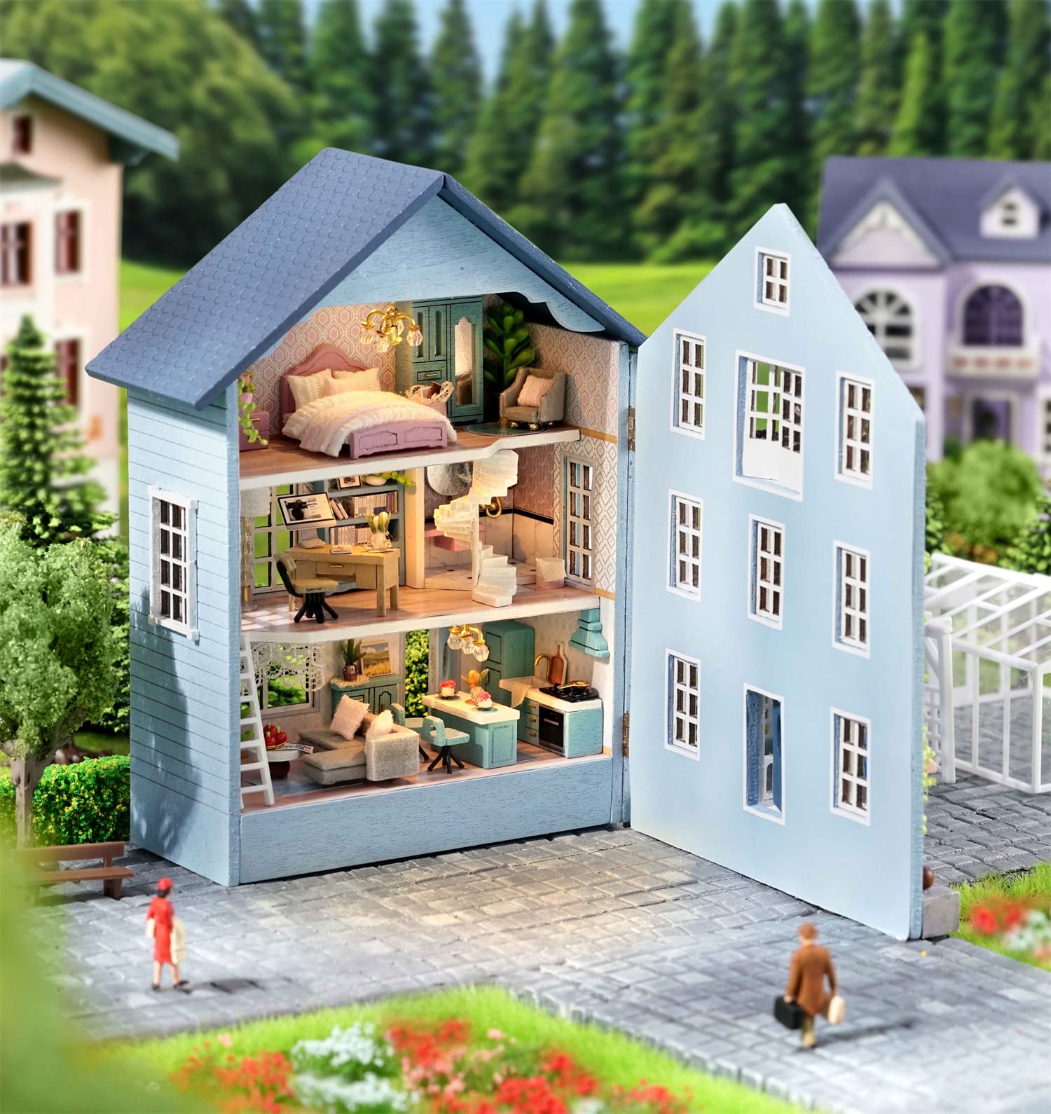 Flever Dollhouse Miniature DIY House Kit Creative Room with Furniture for Romantic Valentine's Gift (Molan House)