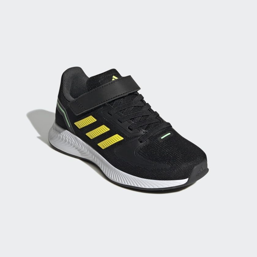 adidas Runfalcon 2.0 Unisex-Child Running Shoe, Black/Beam Yellow/Beam Green (Cross Strap), 2 US Little Kid