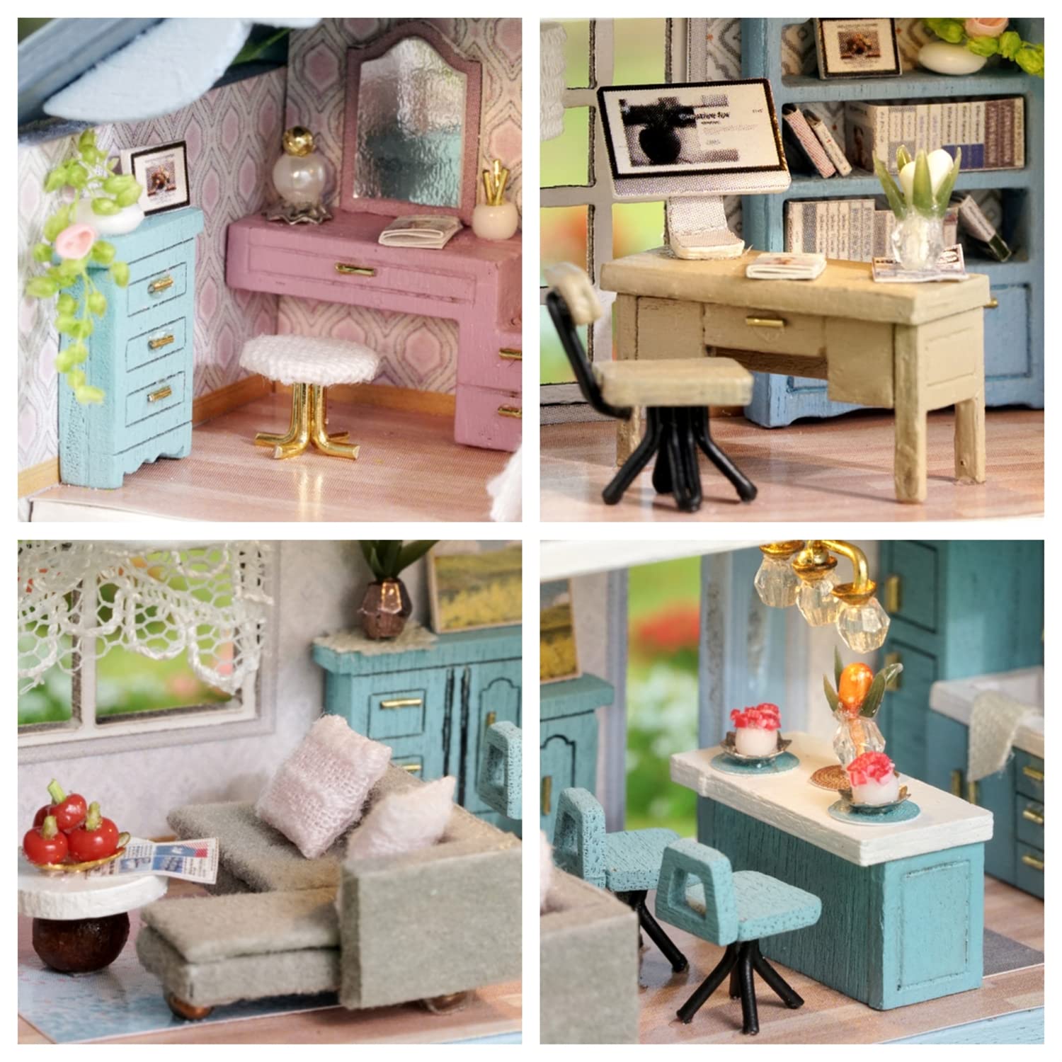 Flever Dollhouse Miniature DIY House Kit Creative Room with Furniture for Romantic Valentine's Gift (Molan House)