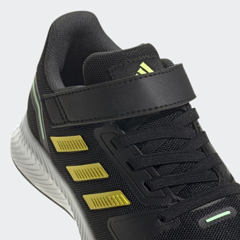 adidas Runfalcon 2.0 Unisex-Child Running Shoe, Black/Beam Yellow/Beam Green (Cross Strap), 2 US Little Kid