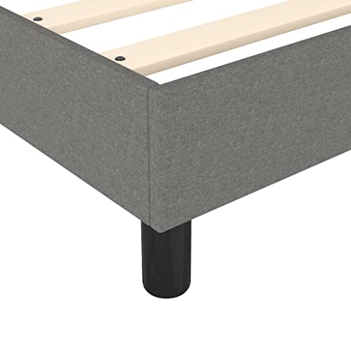 vidaXL Box Spring Bed Frame Home Indoor Bedroom Bed Accessory Wooden Upholstered Single Bed Base Furniture Dark Gray 39.4"x74.8" Twin Fabric