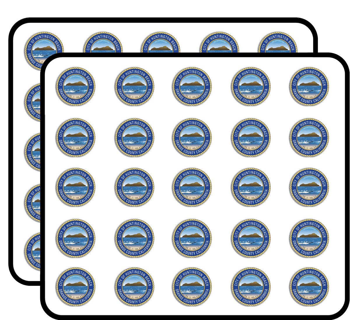 Huntington Beach City Seal - Logo California ca oc surf Surfer Sticker for Scrapbooking, Calendars, Arts, Kids DIY Crafts, Album, Bullet Journals 50 Pack