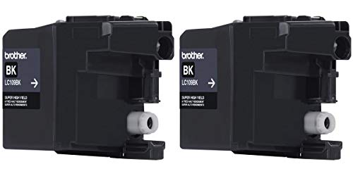 Brother Genuine Ultra High Yield Black Ink Cartridge 2-Pack, LC109BK, Replacement Black Ink, Page Yield Up to 2,400 Pages Each, LC109