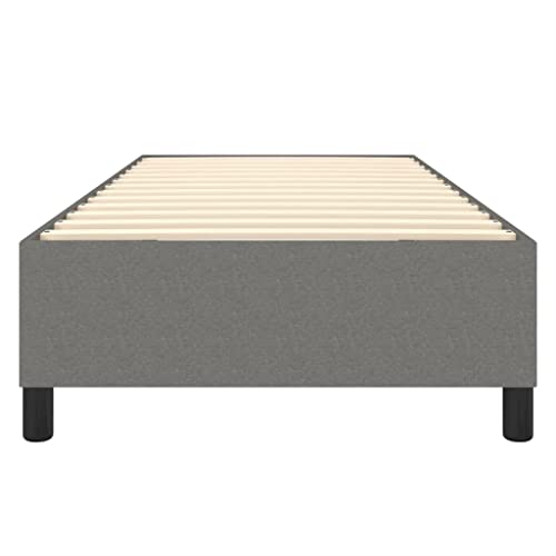 vidaXL Box Spring Bed Frame Home Indoor Bedroom Bed Accessory Wooden Upholstered Single Bed Base Furniture Dark Gray 39.4"x74.8" Twin Fabric